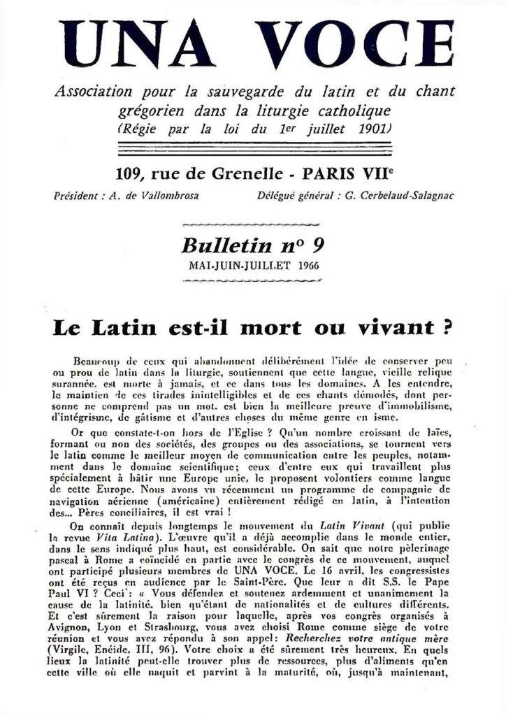 Una Voce - Revue 9 - Le Latin est-il mort ou vivant?